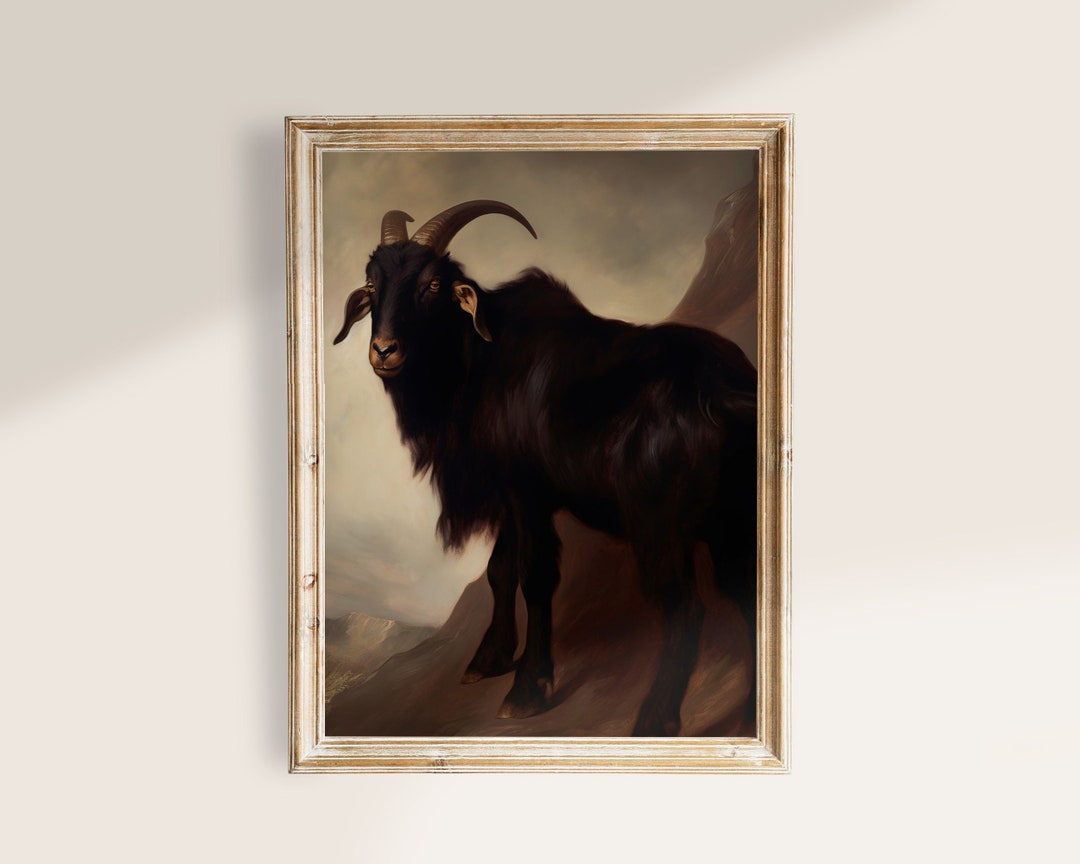 Black Goat Art Print, Printable Dark Academia Decor, Moody Victorian ...