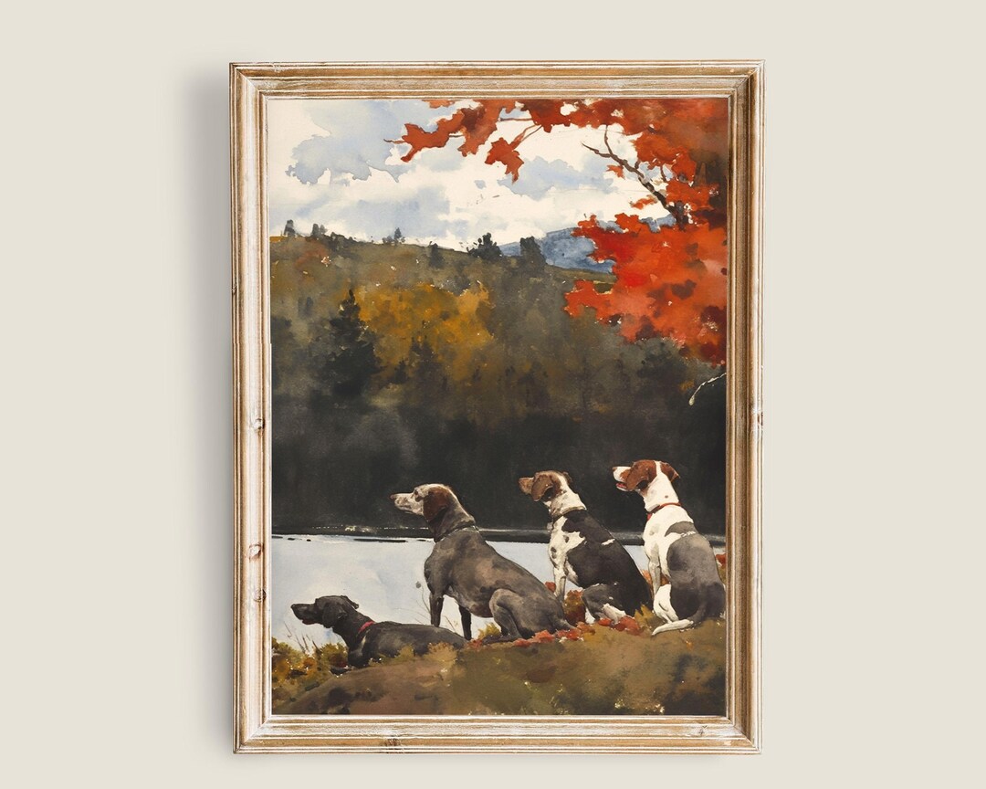 Hunting Dogs Vintage Art, PRINTABLE Art, Vintage Dog Animal Art, Forest ...