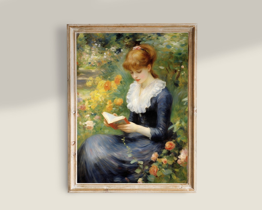 Woman Reading Vintage Prints, Reading Books Poster, Cottagecore Decor ...