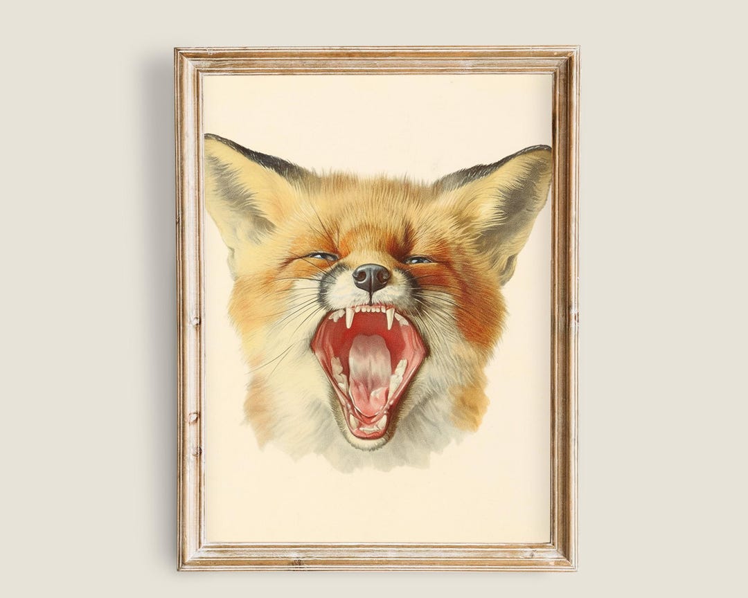 Fox Painting Vintage Art, PRINTABLE Art, Vintage Animal Art, Light ...