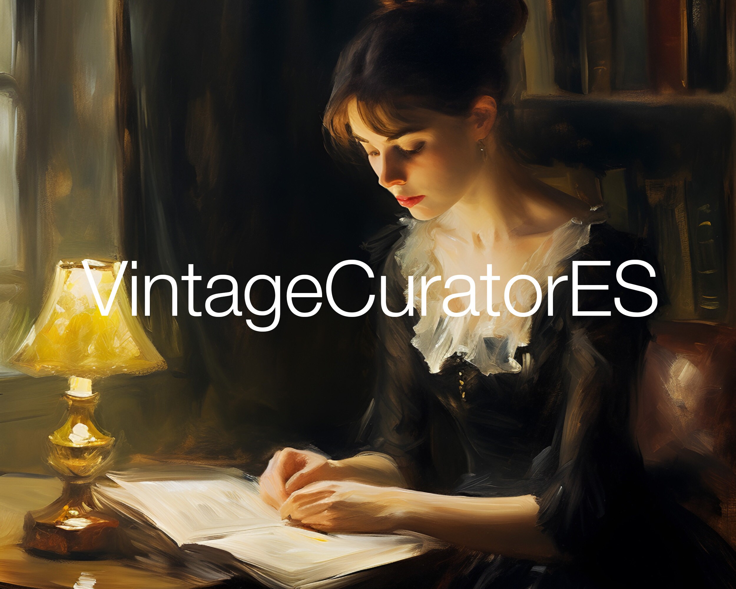 Woman Reading Vintage Prints, Books Poster, Dark Moody Art, PRINTABLE ...