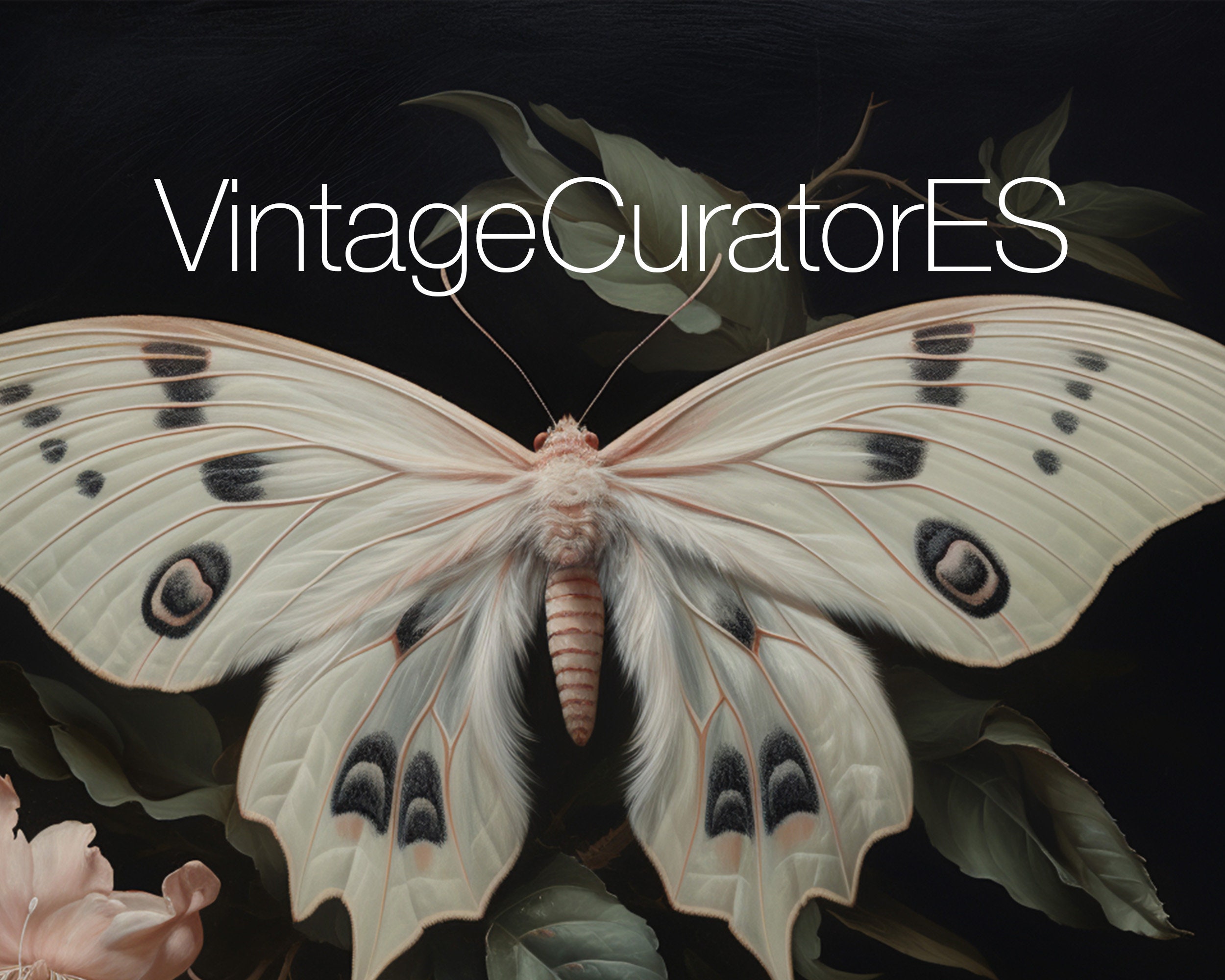 Pale Pink White Moth Art, Butterfly Art, Vintage PRINTABLE Wall Art ...