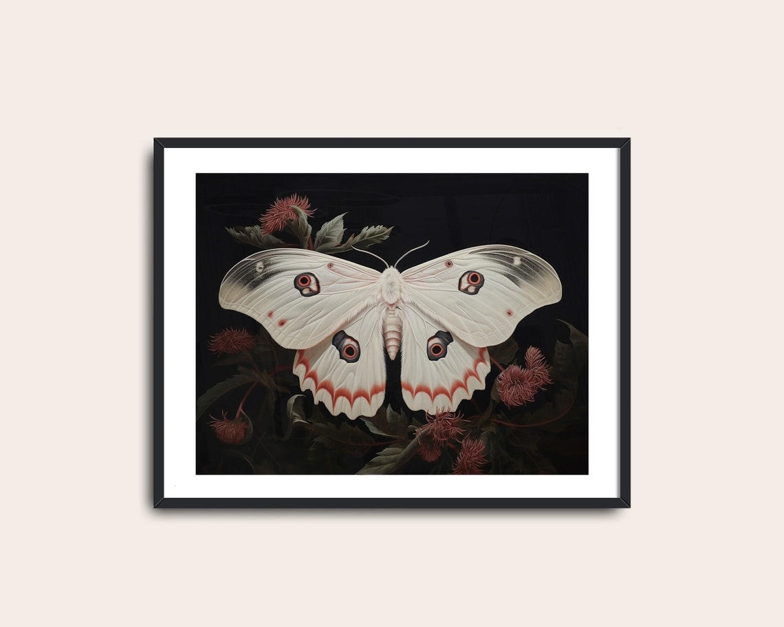 White Moth Victorian Art, Butterfly Art, Vintage PRINTABLE Wall Art ...