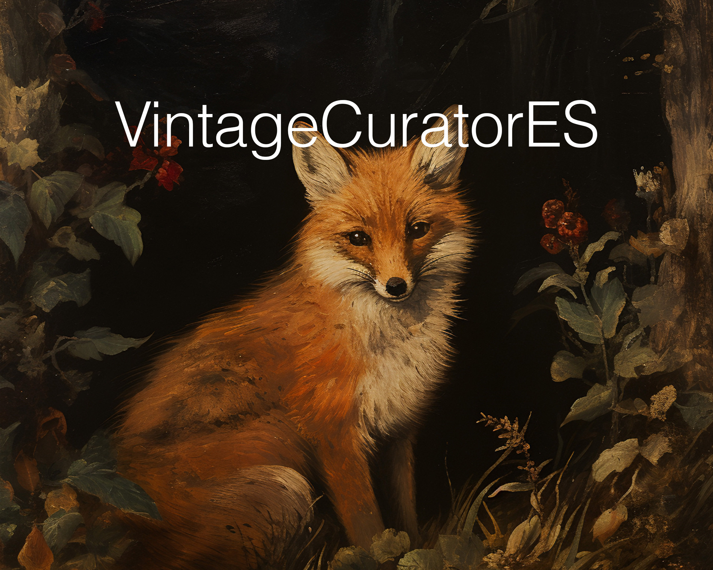 Fox Painting Vintage Art, PRINTABLE Art, Vintage Animal Art, Moody Dark ...
