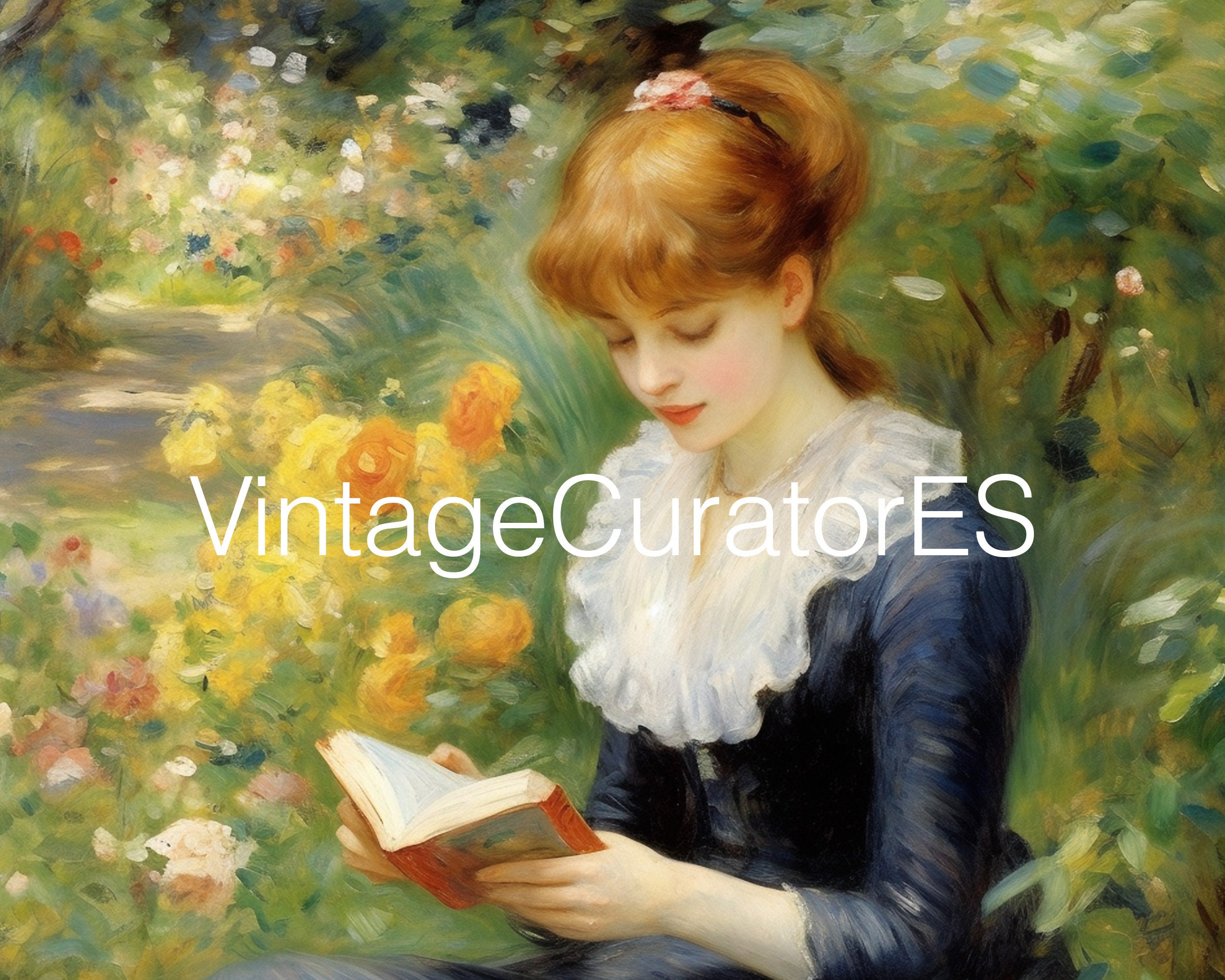 Woman Reading Vintage Prints, Reading Books Poster, Cottagecore Decor ...