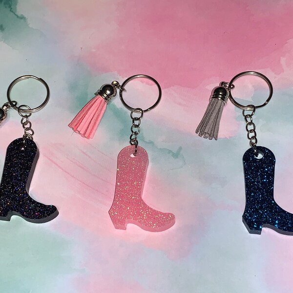 Cowgirl Boot Keychain - Etsy