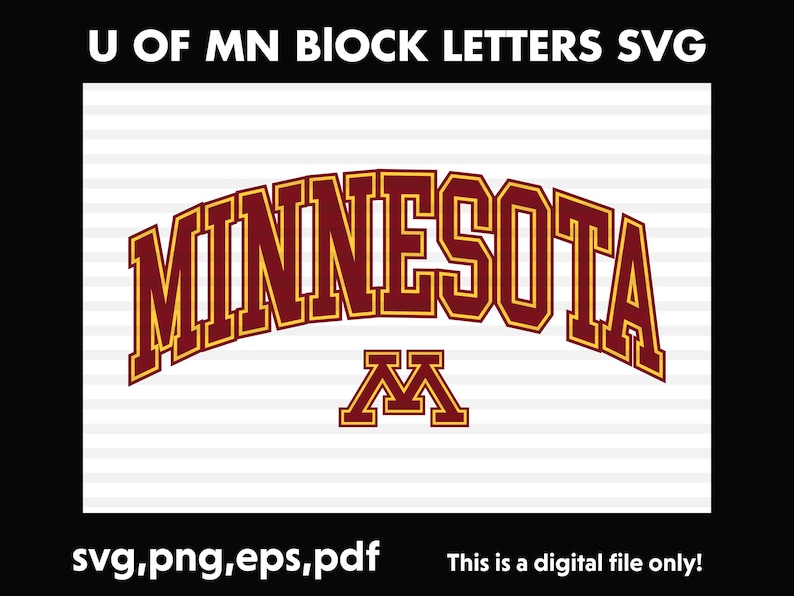University of Minnesota College Block Letters SVG/PNG - Etsy