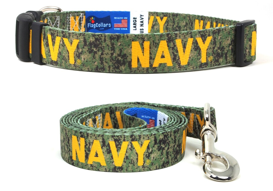Dog Collar and Leash Set | US NAVY CAMO | Licensed | Xtra Large, Large ...