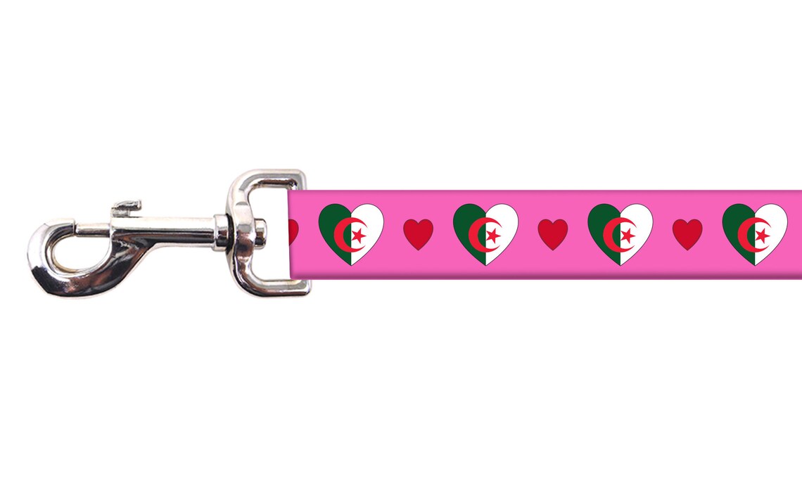 Algeria Dog Leash | I Love Algeria | Flag and Hearts | 6 Foot | 4 Foot ...