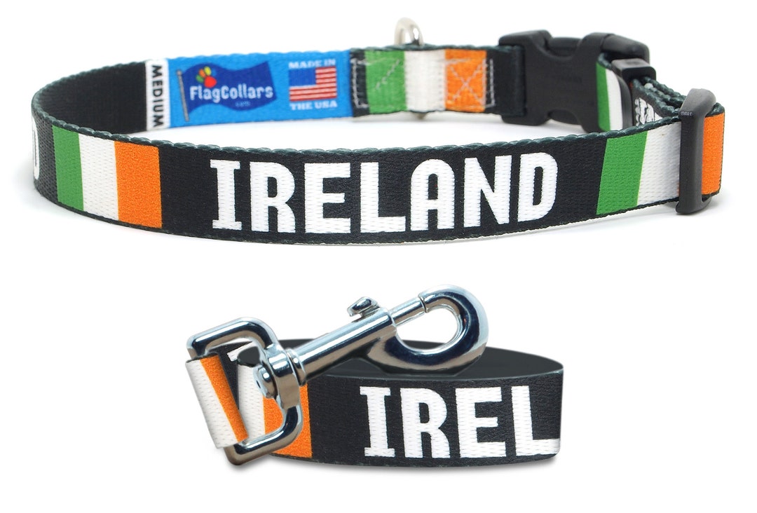 Irish Dog Collar and Leash Set | Ireland Flag and Name | Xtra Large ...