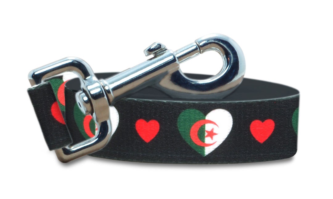 Algeria Dog Leash | I Love Algeria | Flag and Hearts | 6 Foot | 4 Foot ...