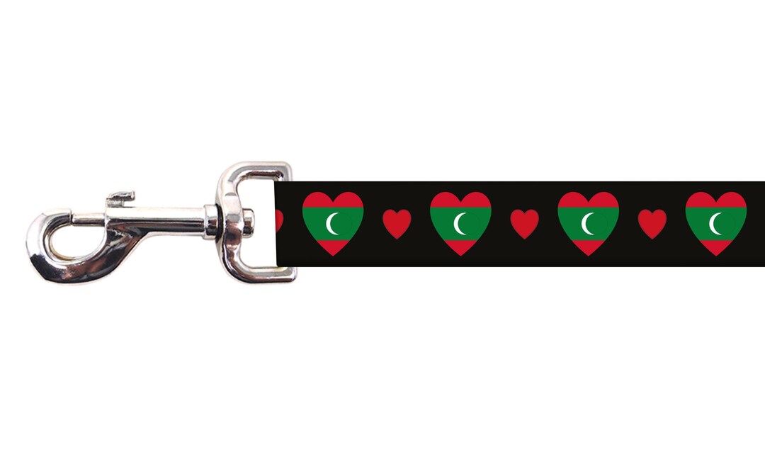 Maldives Dog Leash | I Love Maldives | Flag and Hearts | 6 Foot | 4 ...