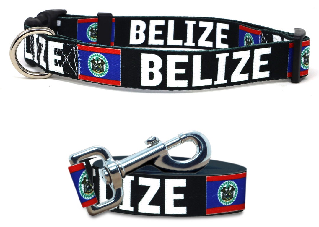 Belize Dog Collar and Leash Set | Belize Flag and Name | Matching Set ...