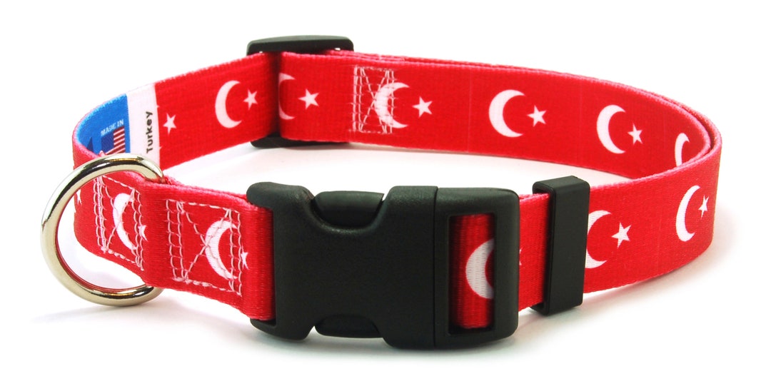 Turkey Dog Collar Turkish Flag Quick Release or Martingale Style Made ...