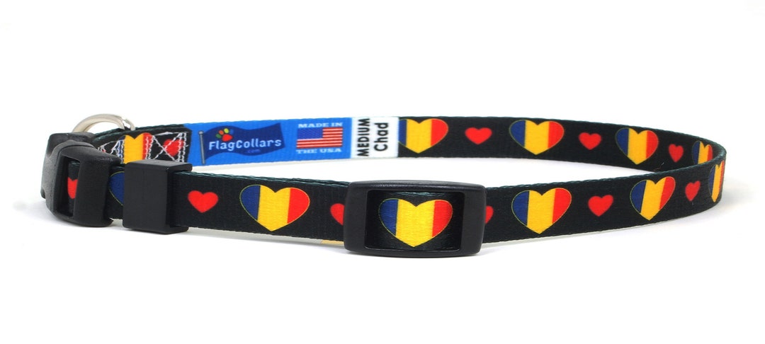 Cat Collar | I Love Chad | Chadians Flag | Red Hearts | Easy Release ...
