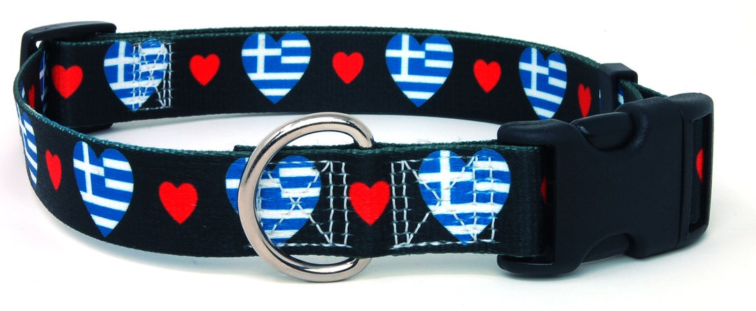 Dog Collar I Love Greece Quick Release or Martingale Style Made in NJ ...