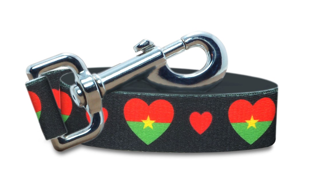 Burkina Faso Dog Leash | I Love Burkina Faso | Flag and Hearts | 6 Foot ...