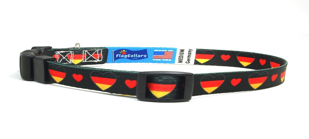 Cat Collar | I Love Germany | German Flag | Red Hearts | Easy Release ...