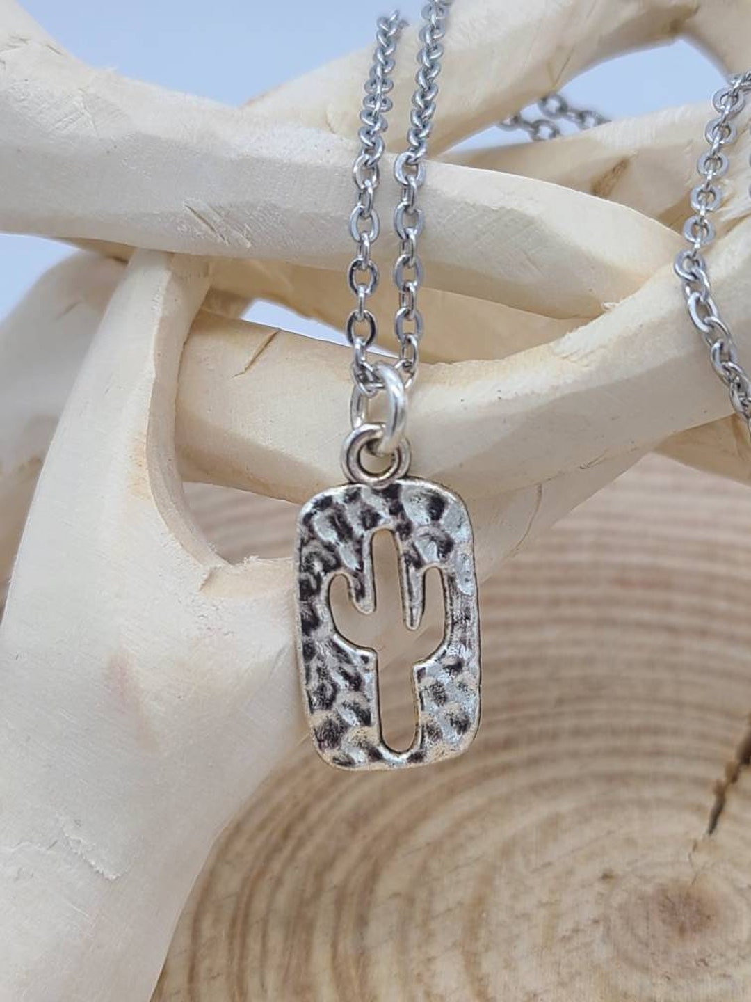 Silver-tone Hammered Saguaro Cactus Cut-out Necklace - Etsy