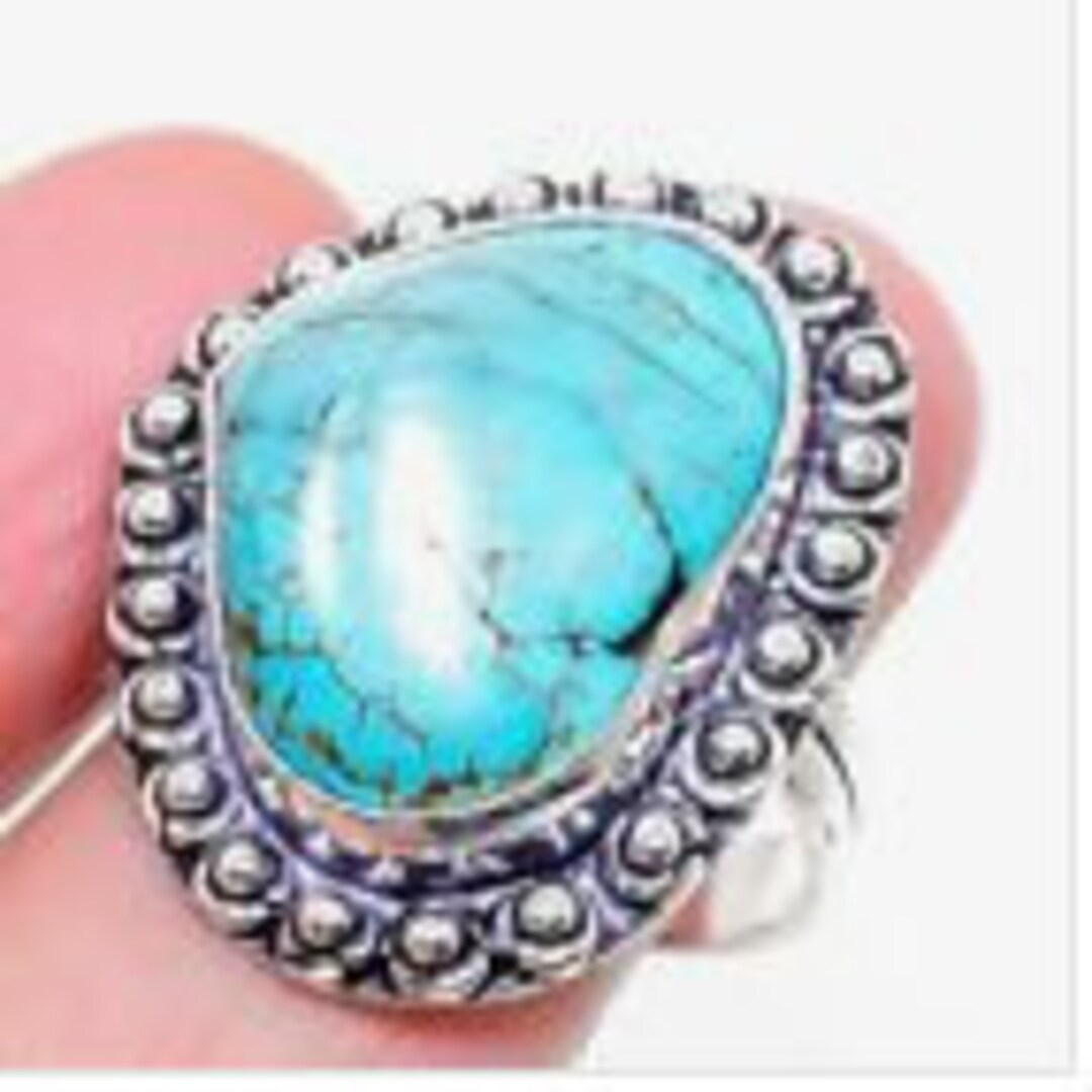 Antiguo anillo abstracto de turquesa tibetana y plata esterlina - Etsy ...