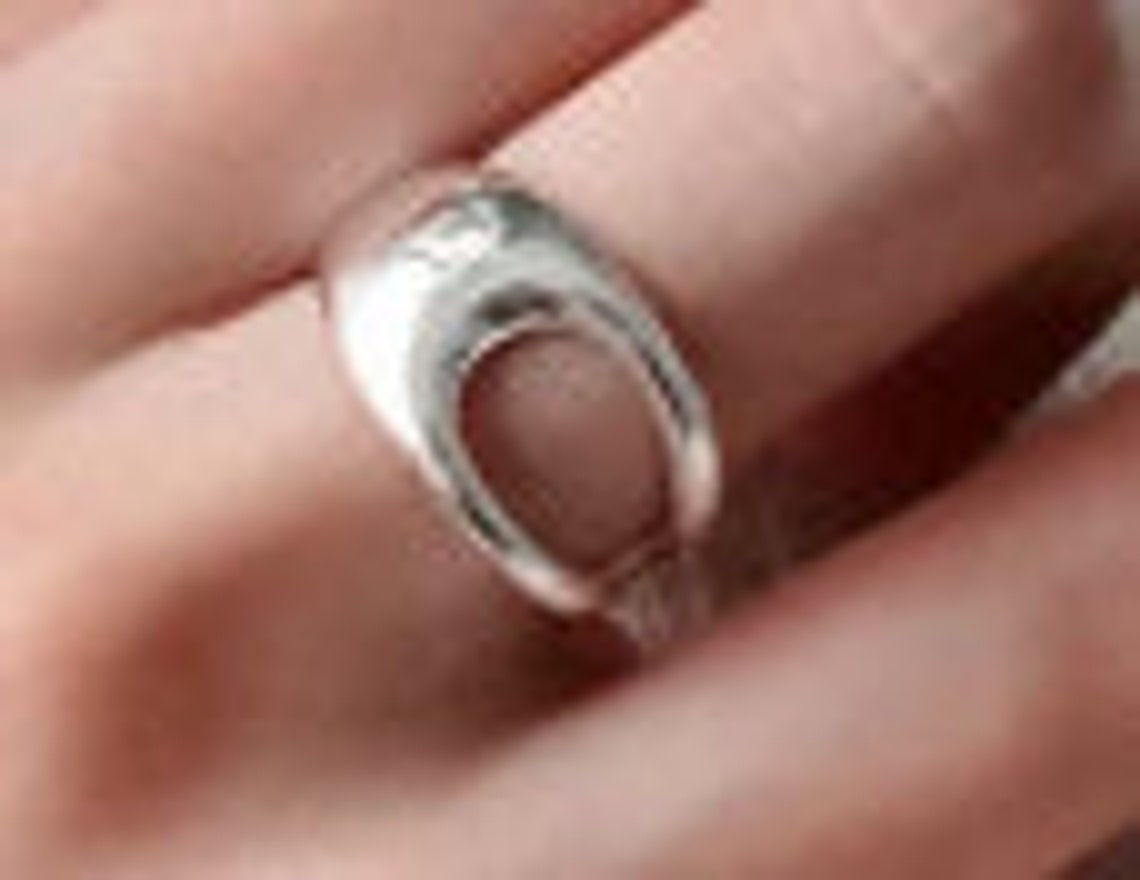 Wide Band Teardrop, Cut-out, Silver Tone Adjustable Ring - Etsy
