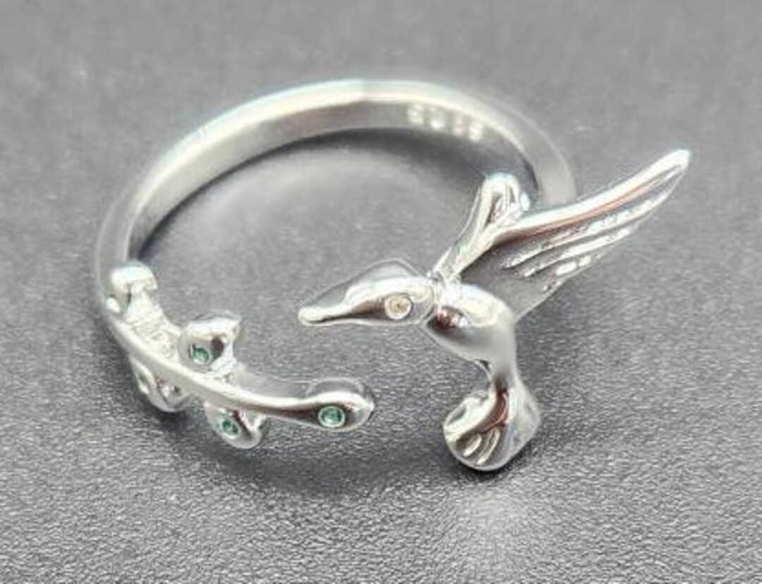 Petit Hummingbird Sterling Silver Plated Adjustable Ring - Etsy