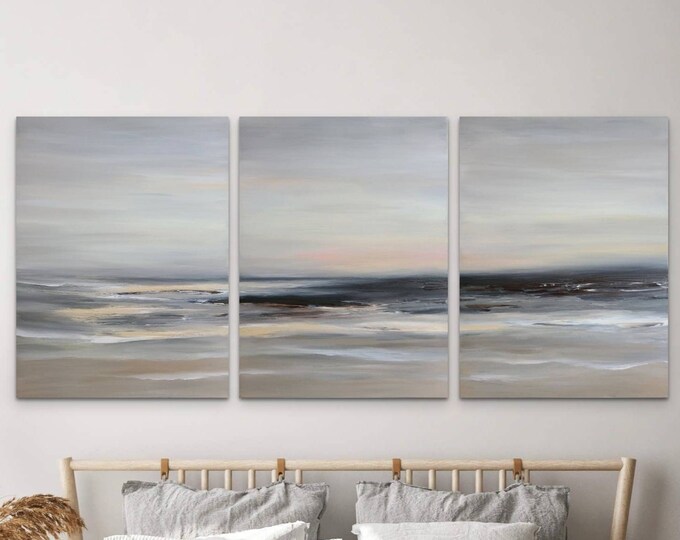 Extra Large Original Earthy Triptych Wall Art, Neutral Abstract ...
