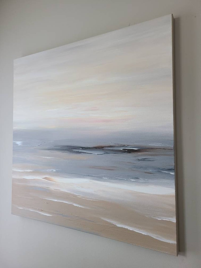 Large Sea Square Earthy Boho Painting Neutral Abstract Wall - Etsy