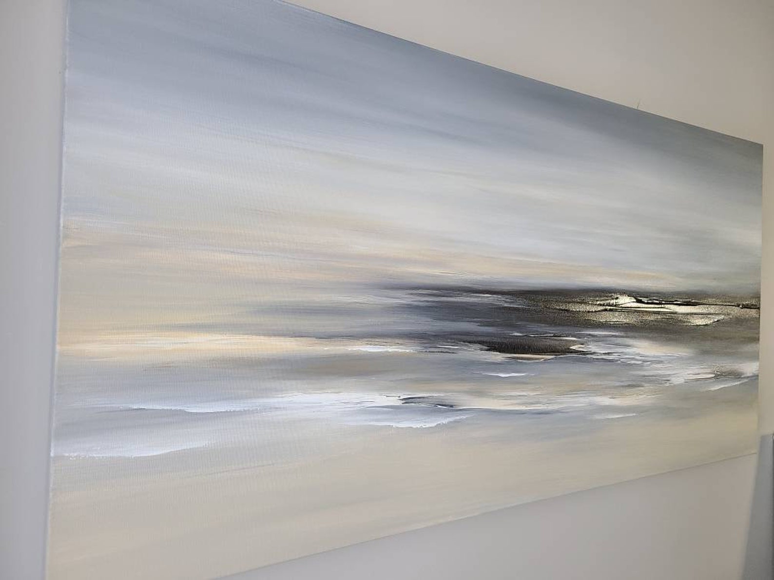 Large Earthy Ocean Art 24 X 48 Inch Abstract Landscape - Etsy