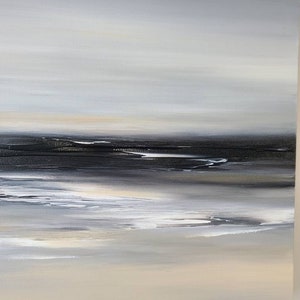 Large Earthy Ocean Art, 24 X 48 Inch Abstract Landscape Painting ...
