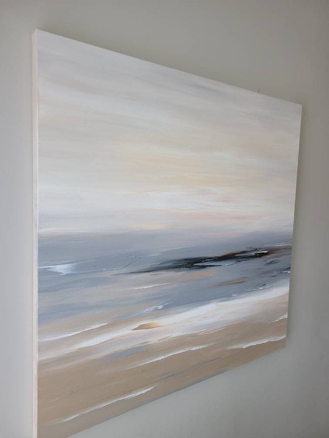 Large Sea Square Earthy Boho Painting Neutral Abstract Wall - Etsy