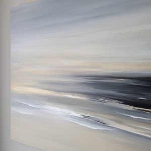 Large Earthy Ocean Art, 24 X 48 Inch Abstract Landscape Painting ...