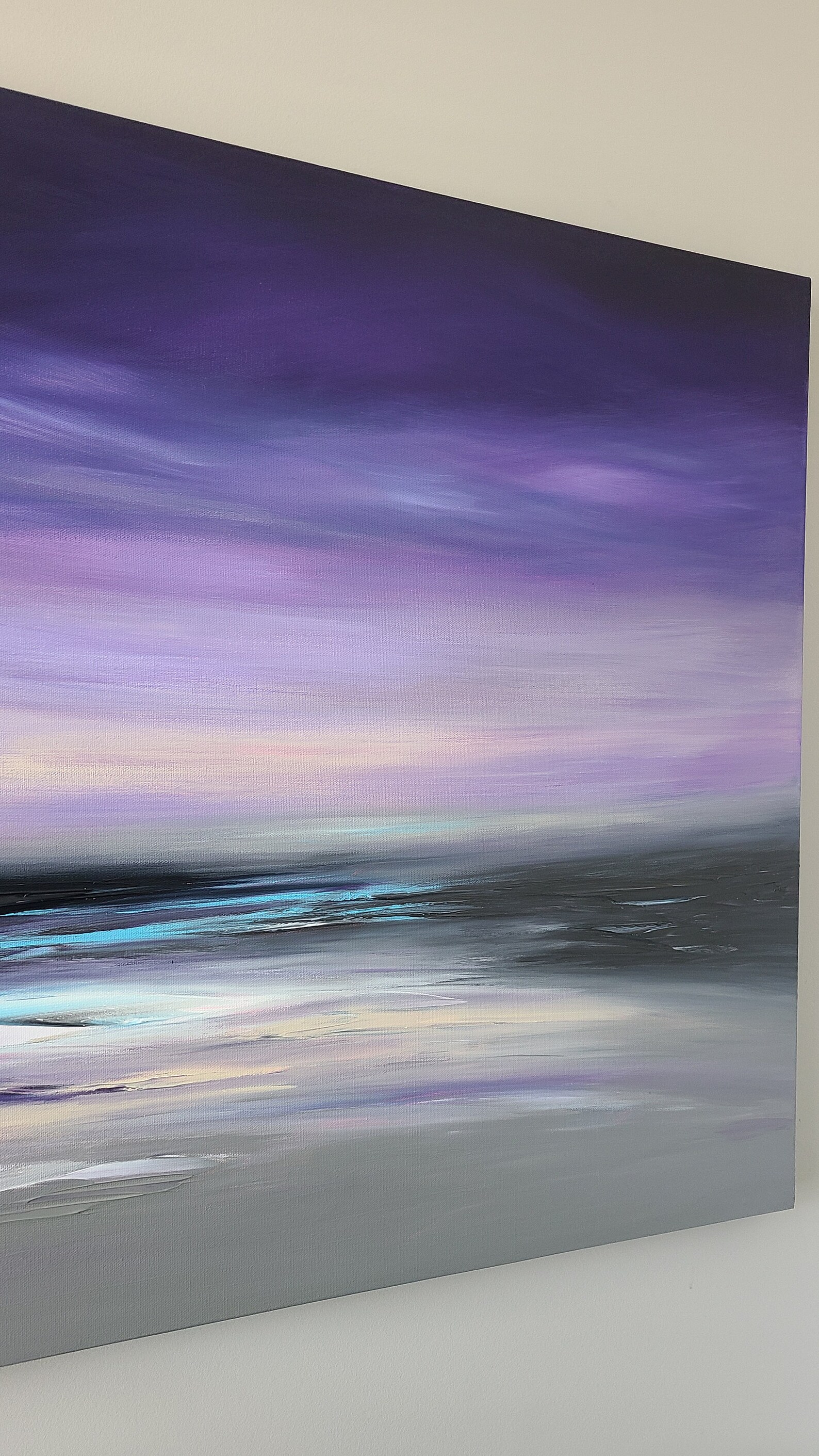 Purple Seascape Painting: Large Abstract Storm Cloud Ocean Art (30x48 ...