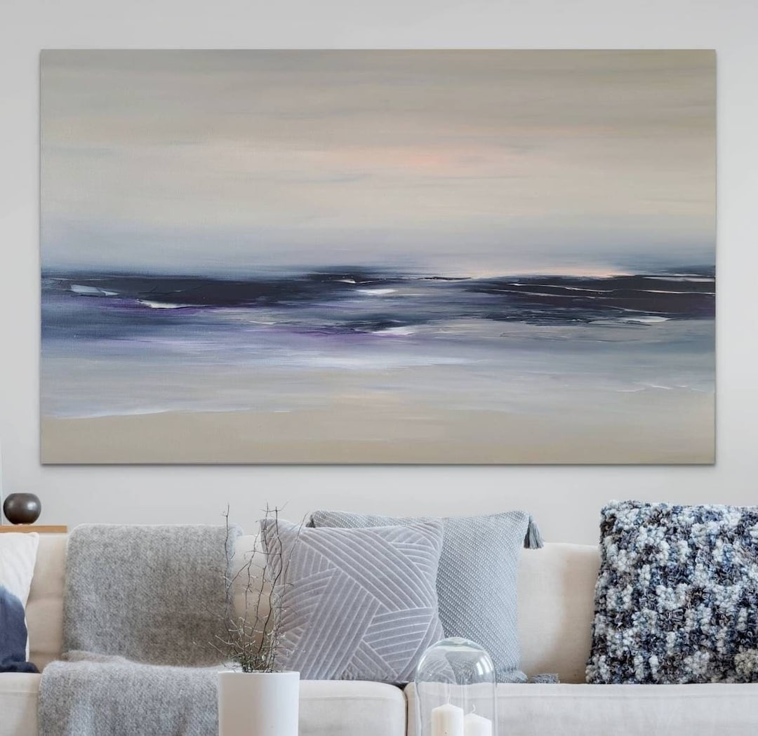 Extra Large Original Seascape Canvas Art, 30 X 48 Inch Ocean Coastal ...