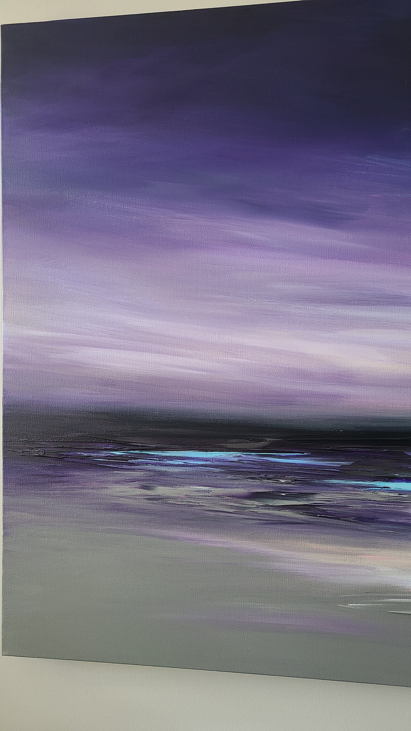 Purple Seascape Painting: Large Abstract Storm Cloud Ocean Art (30x48 ...