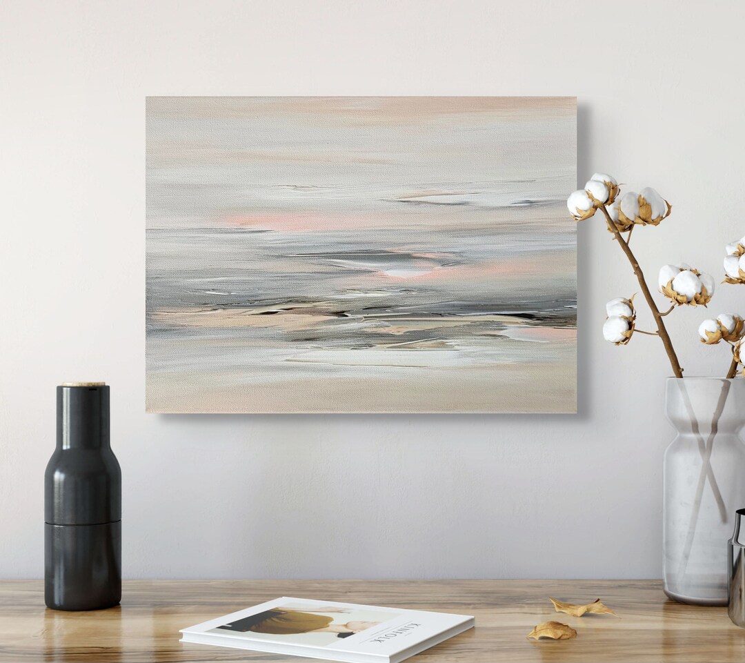 Pink Abstract Landscape Painting - 12 X 16 Inch Abstract Landscape Wall ...