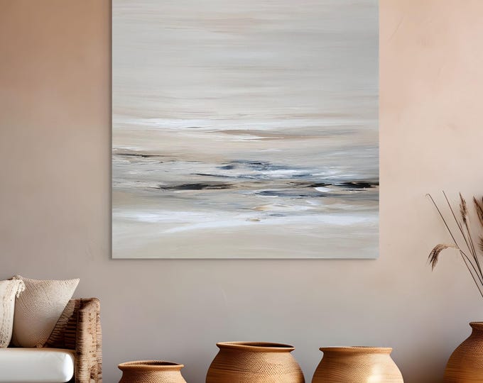 Original Neutral Minimalist Landscape Wall Art, 24 X 36 Inch Abstract ...