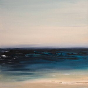 Extra Large Turquoise Set of 3 Paintings, Original Coastal Beach Canvas ...