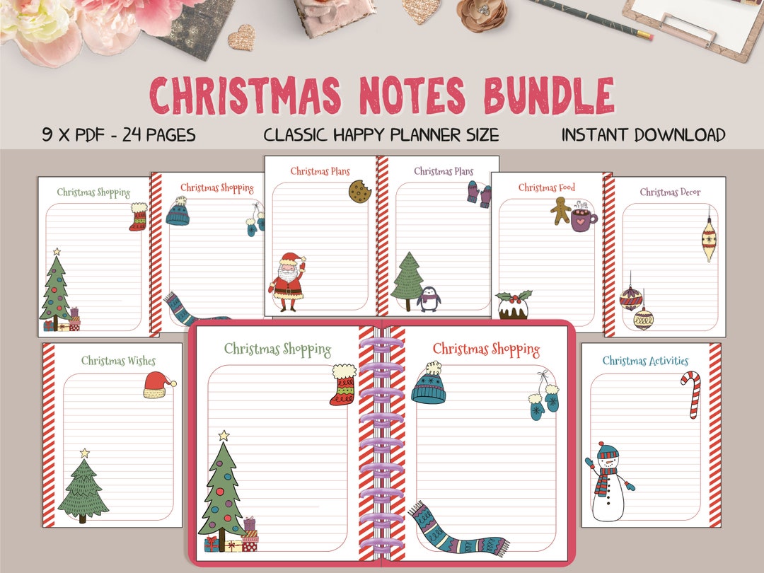 Christmas Note Paper Printable Classic Planner Pages - Etsy