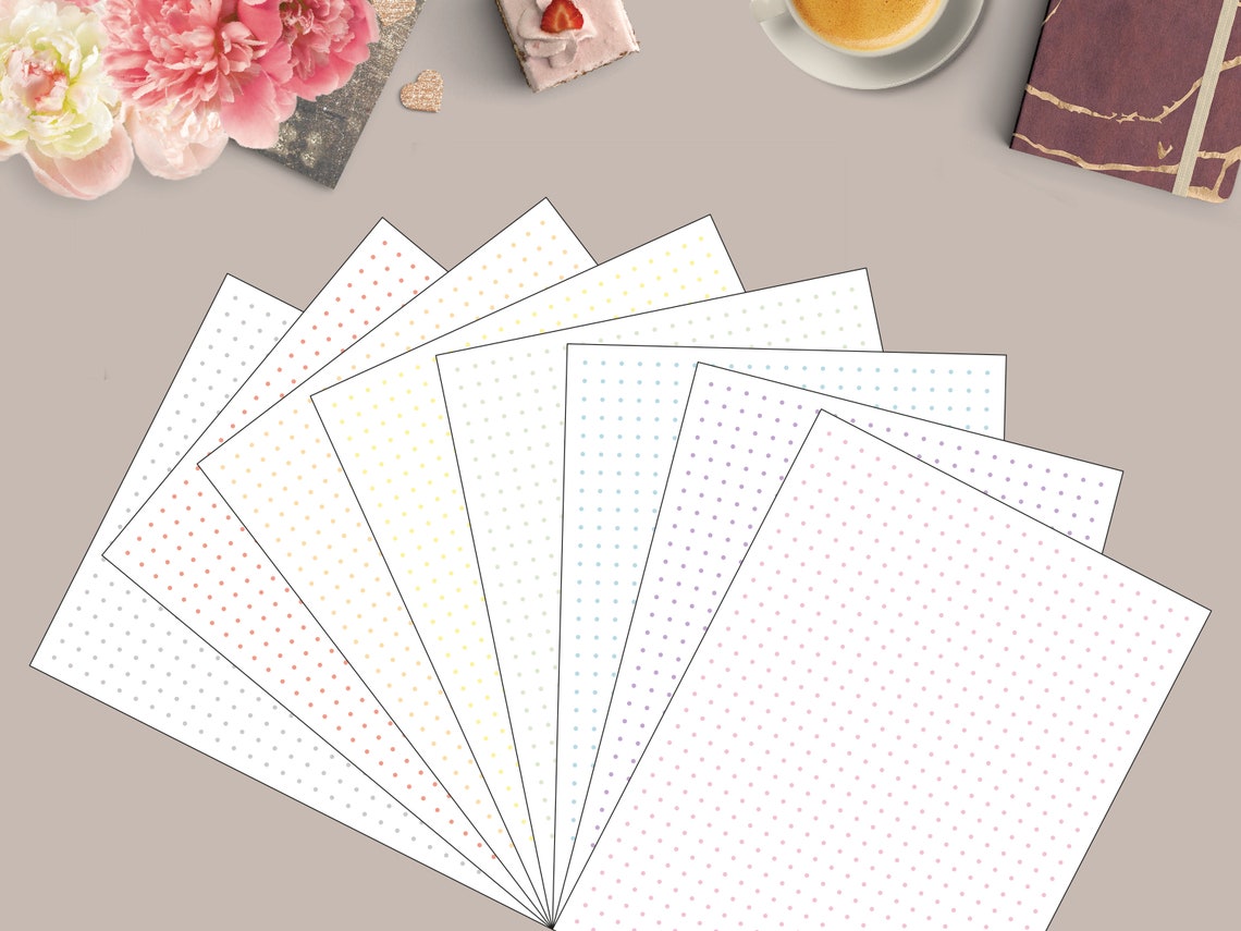 Dot Grid Paper Printable, Micro Planner Printable, 8 Colours - Etsy