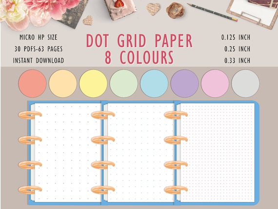 Dot Grid Paper Printable Micro Planner Printable 8 Colours | Etsy