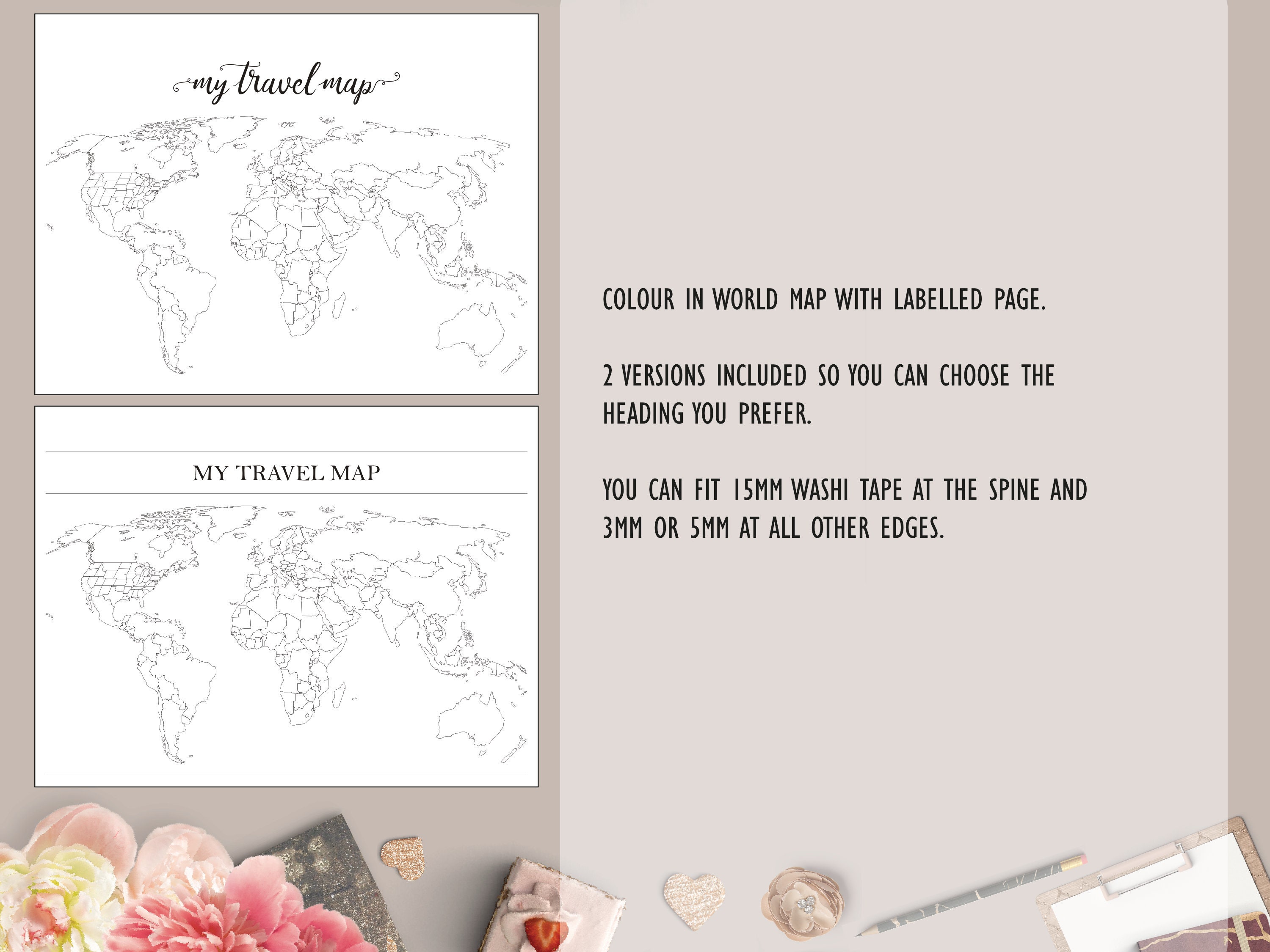 World Travel Map Tracker, Classic Planner Printable - Etsy