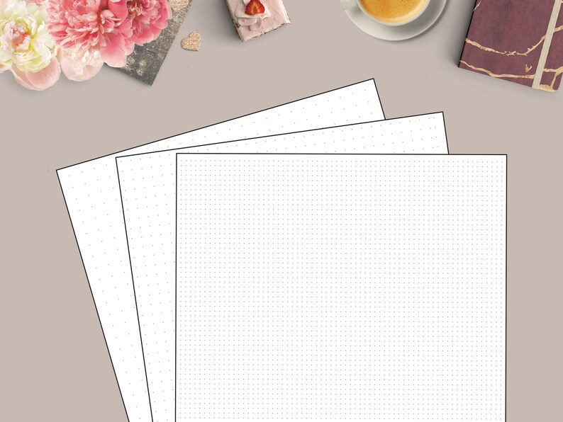 Grey Dot Grid Paper Printable, Big Planner Printable / Letter Size ...