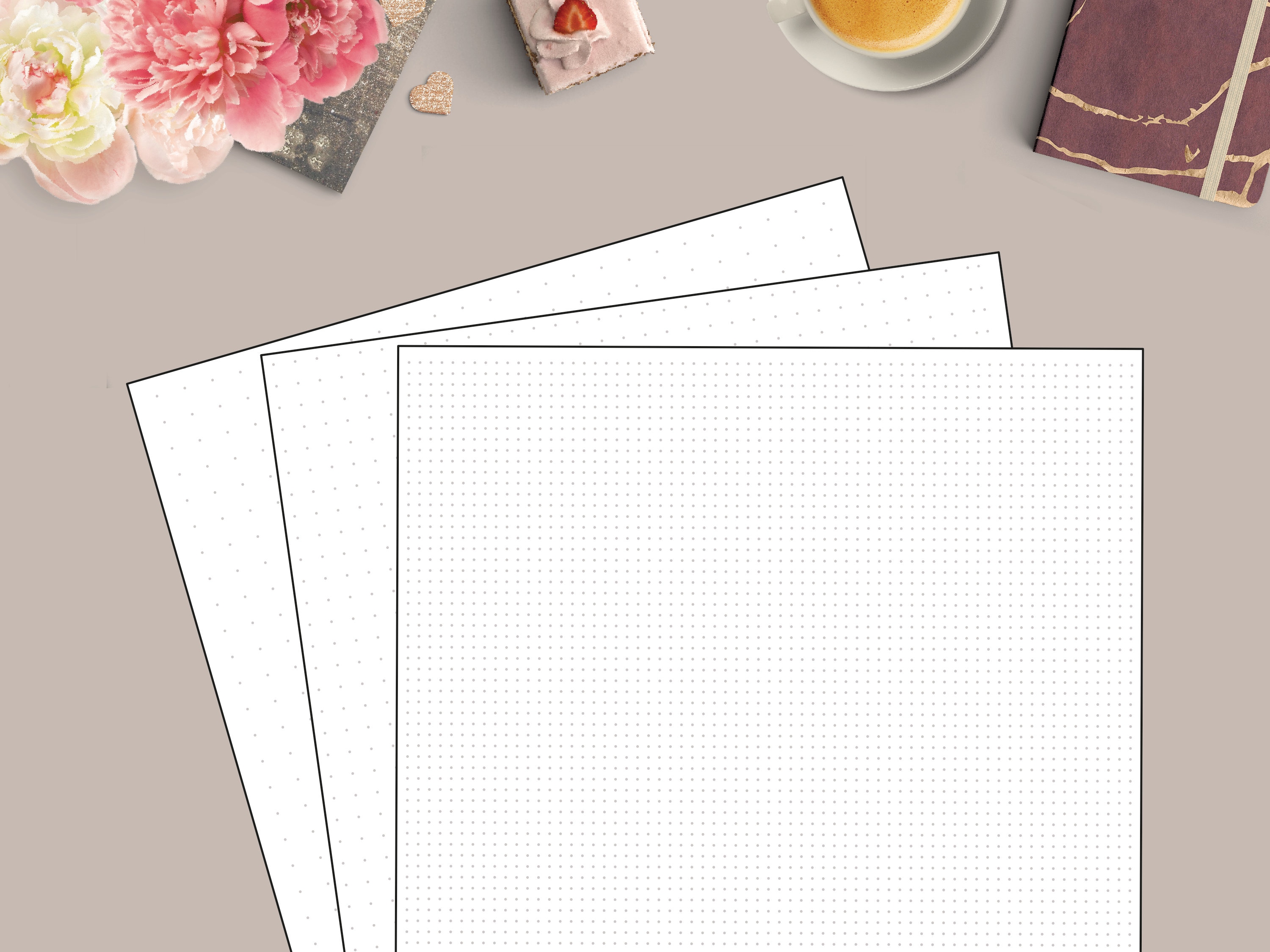 Grey Dot Grid Paper Printable, Big Planner Printable / Letter Size ...