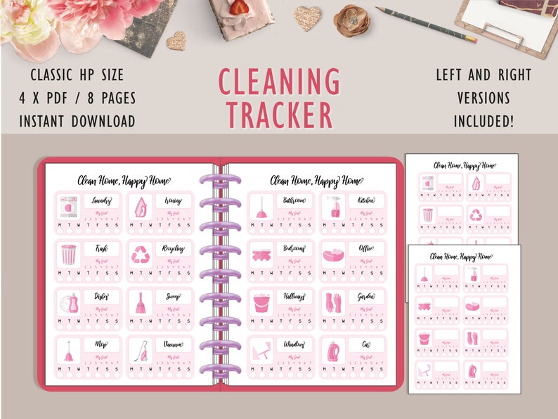 Weekly Cleaning Schedule Tracker Printable, Classic Planner Printable ...