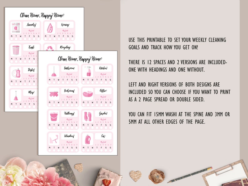Weekly Cleaning Schedule Tracker Printable, Classic Planner Printable ...