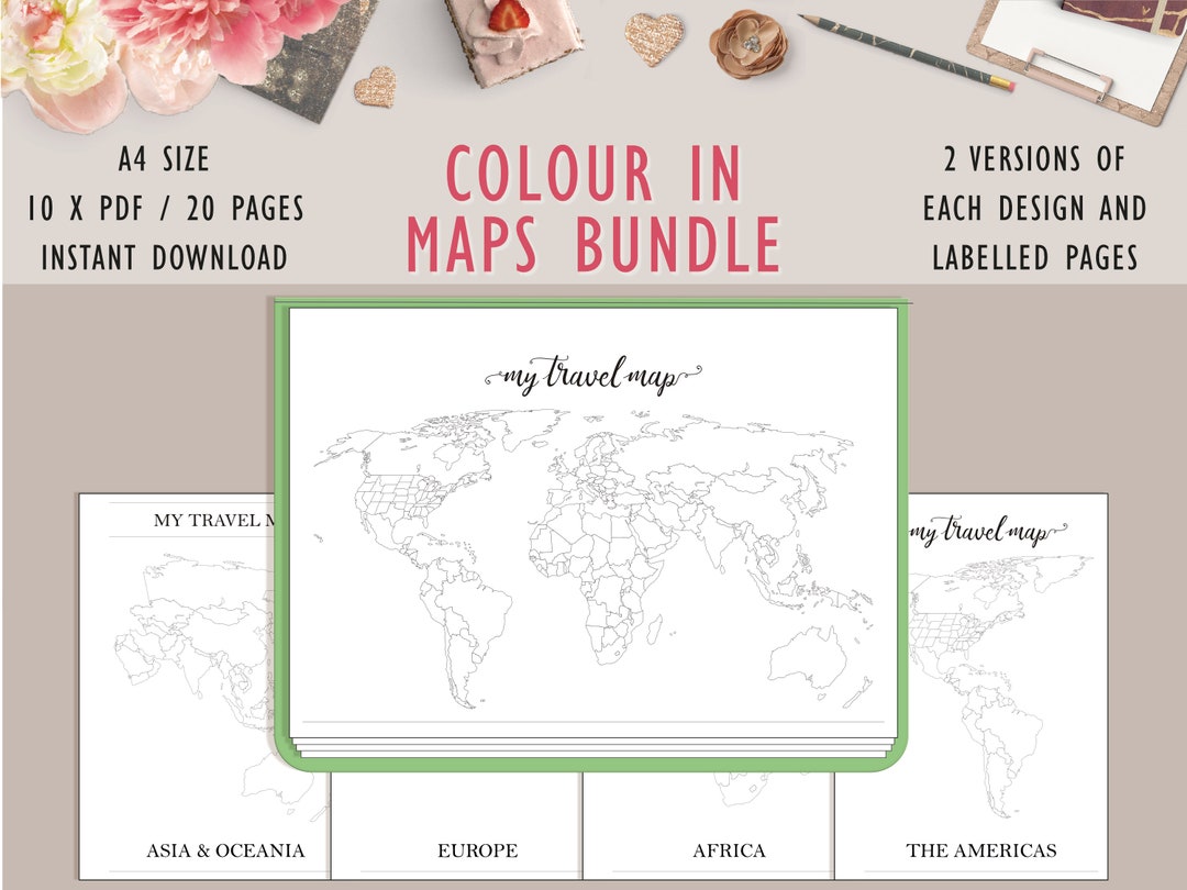 World Travel Map Tracker, A4 Printable, Bundle - Etsy