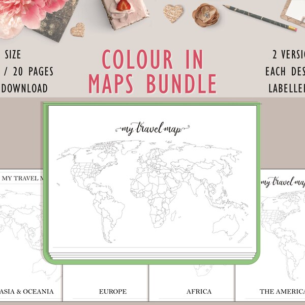 World Map Journal - Etsy