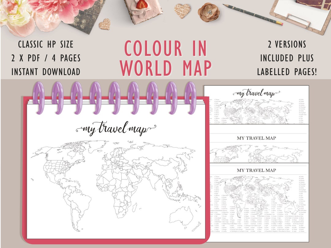 World Travel Map Tracker, Classic Planner Printable - Etsy