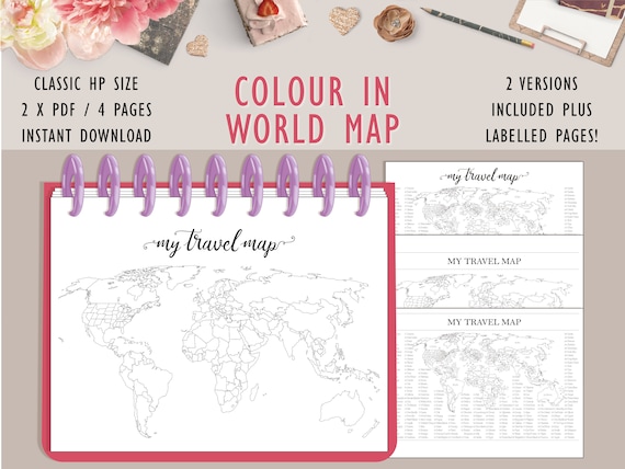 World Travel Map Tracker Classic Planner Printable | Etsy